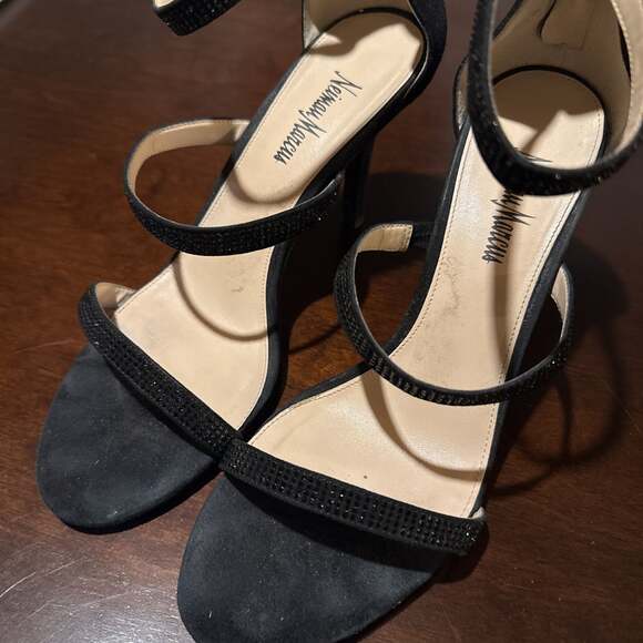 Neiman Marcus | Shoes | Neiman Marcus Arena Suede Pearl Anklestrap High ...
